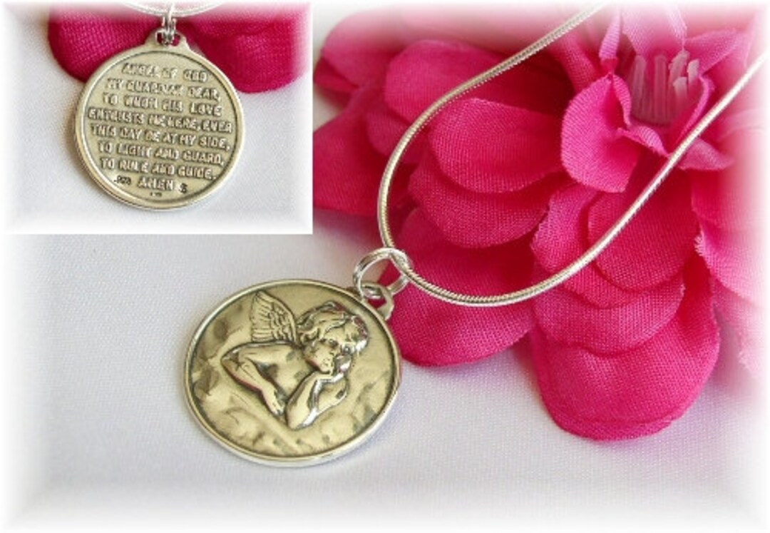 Girls Teens Guardian Angel Confirmation Necklace Sterling Silver - Etsy