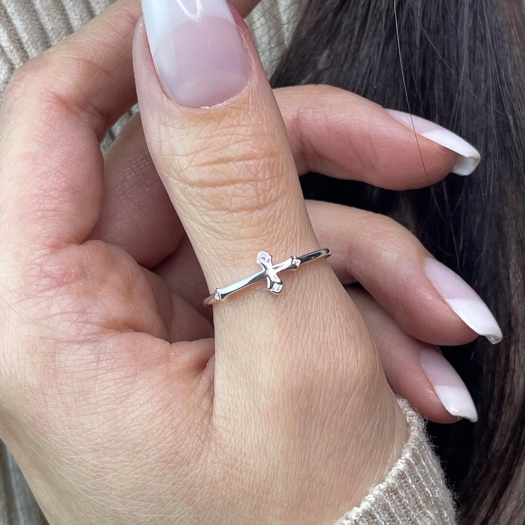 Sideways Cross Ring, Christian Jewelry, Silver 925 Ring, Sterling ...