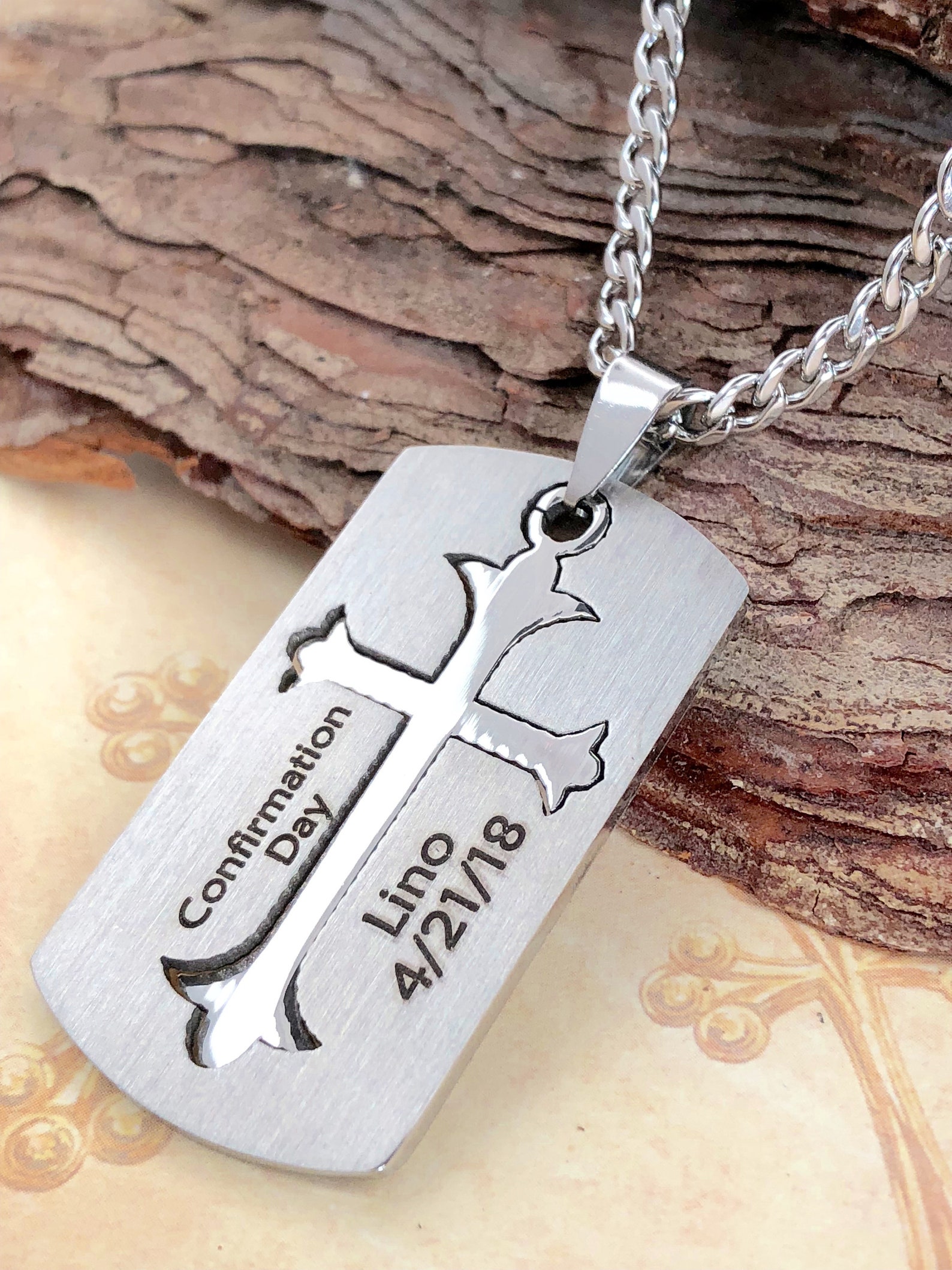 Boys Personalized Confirmation Engraved Cutout Dogtag Cross - Etsy