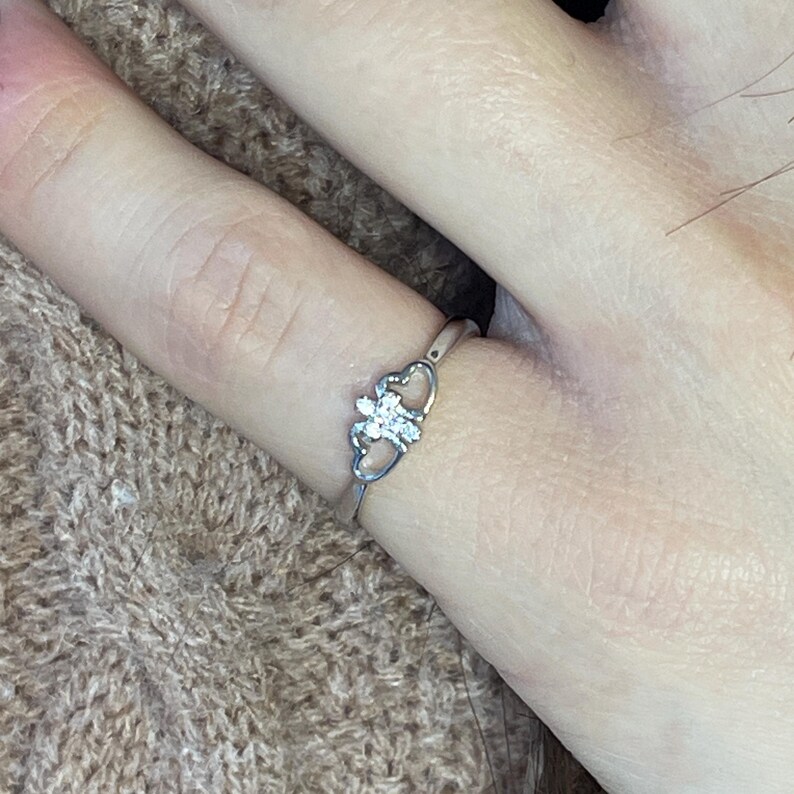 First Communion Sterling Silver Ring With Crystal CZ Cross and Hearts ...