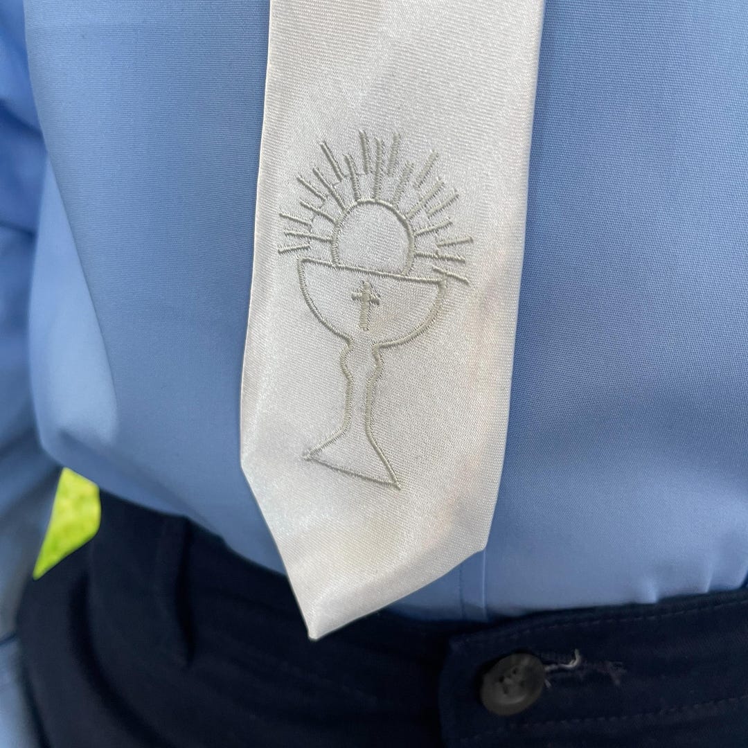Boys Communion Tie - First Communion Tie - Embroidered Communion Tie ...