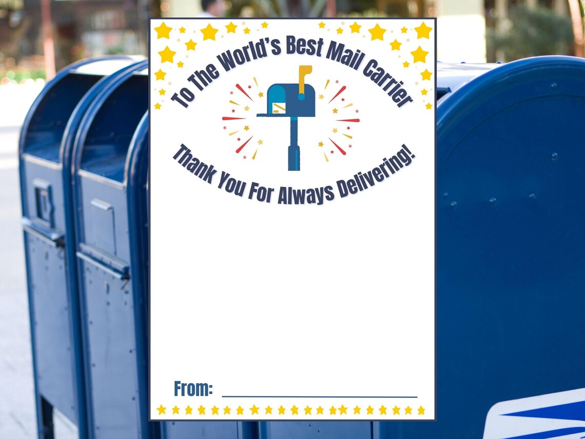 World's Best Mail Carrier Printable Gift Card Holder, Mail Carrier ...