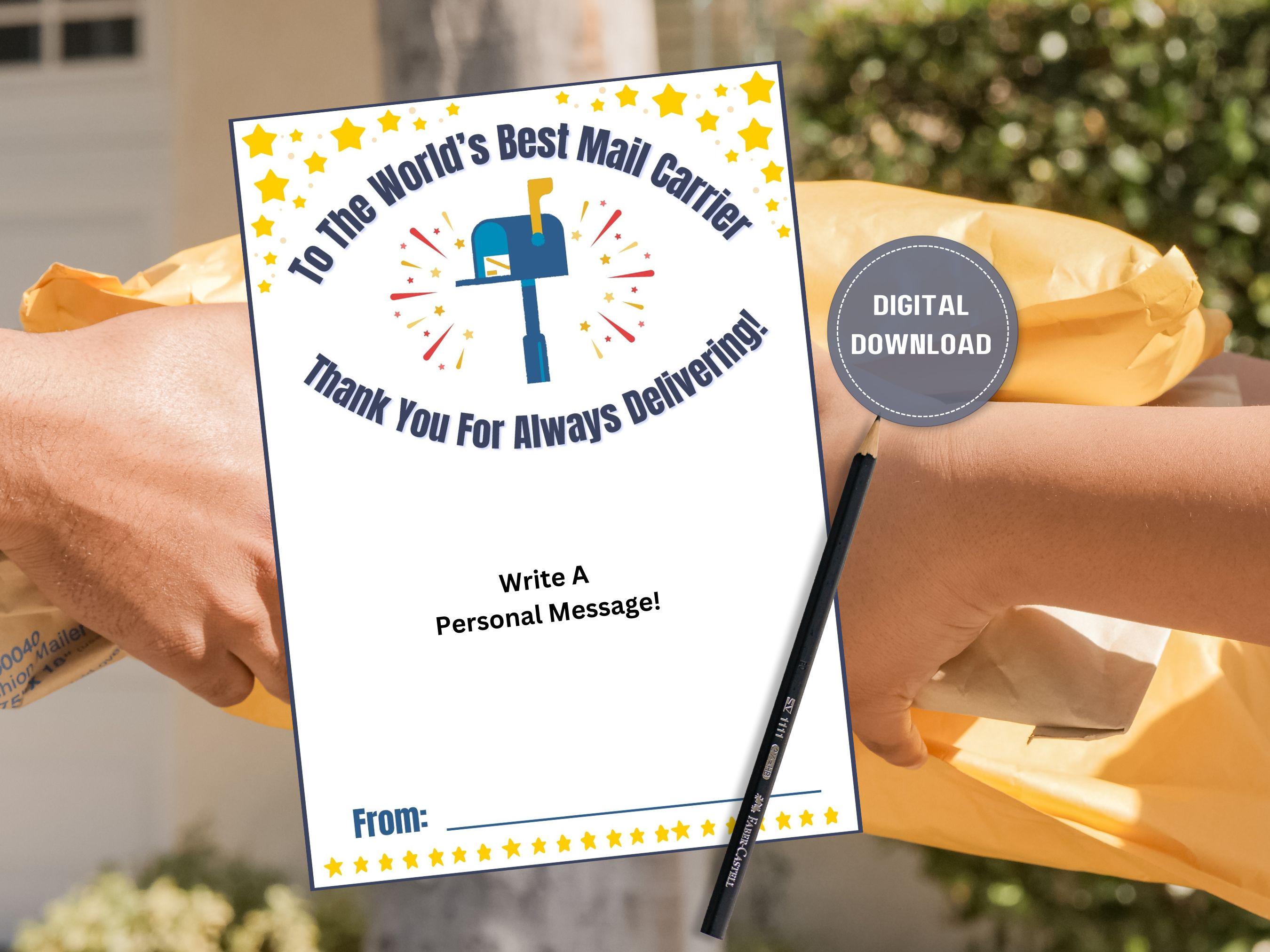 World's Best Mail Carrier Printable Gift Card Holder, Mail Carrier ...