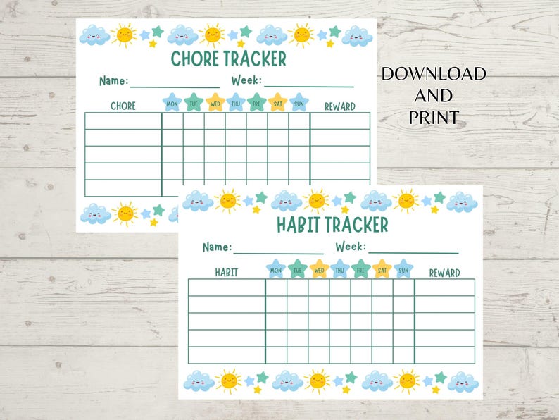 Kids Chore & Habit Tracker: Printable Weekly Chart (digital Download ...