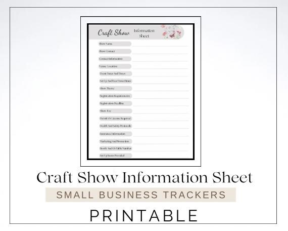 Craft Show Information Sheet, Vendor Event Tracker (digital Download ...