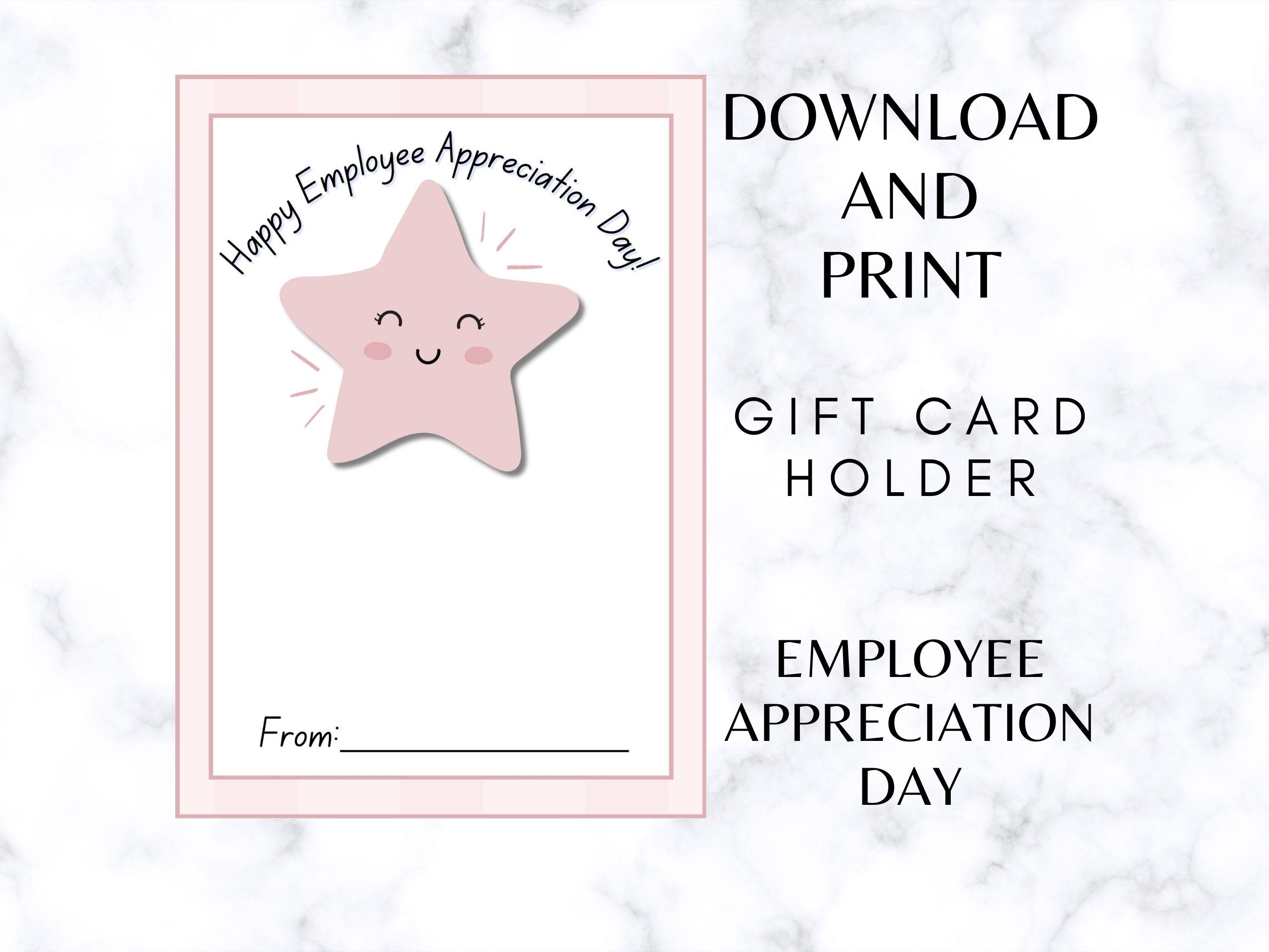 Employee Appreciation Printable Gift Card Holder Employee Thank You ...