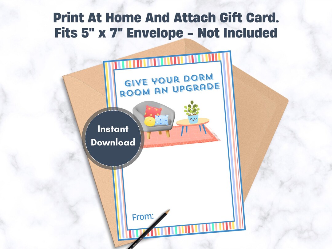 Dorm Room Upgrade Gift Card Holder, Student Gift (digital Download) - Etsy