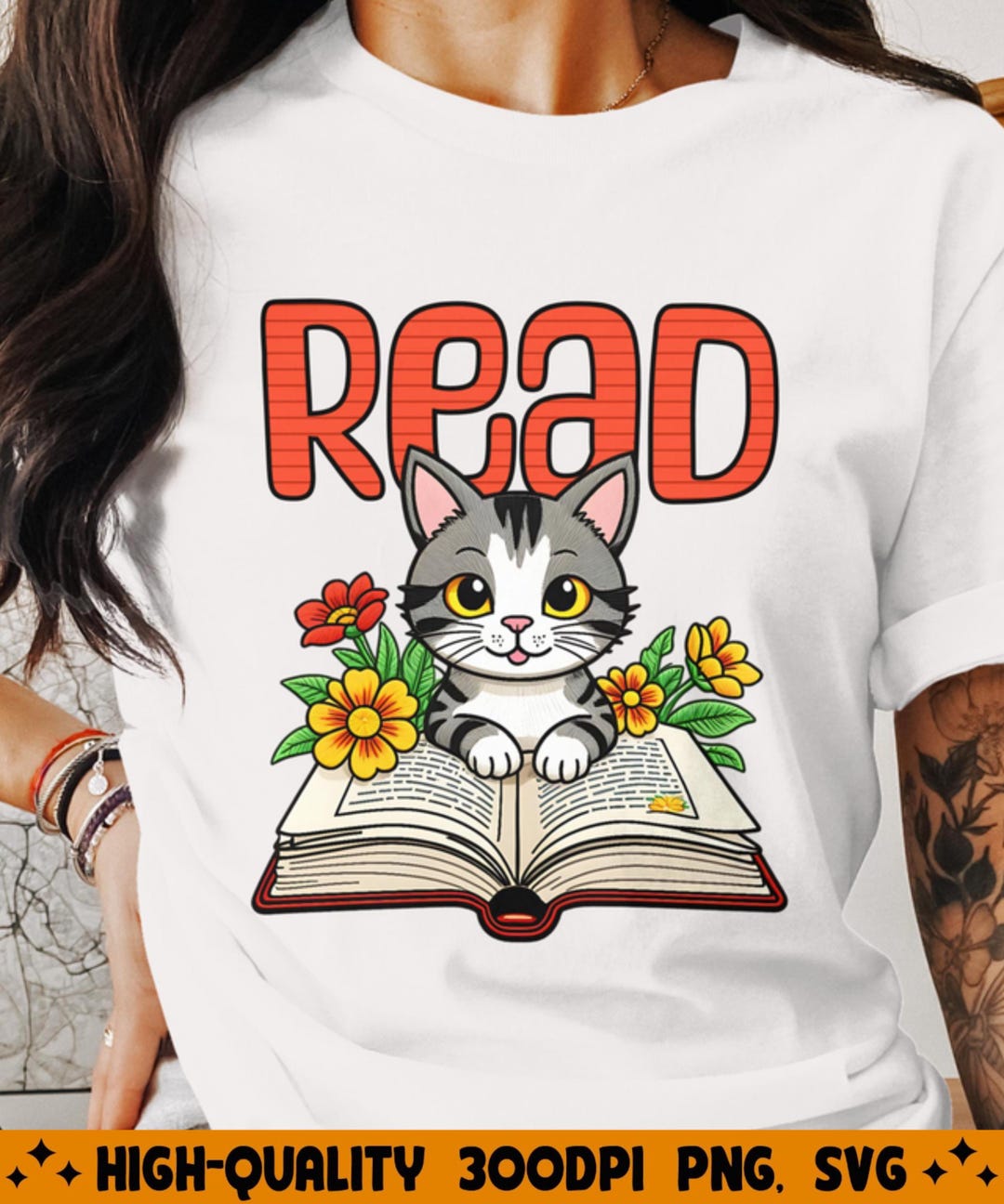 Cute Cat Reading PNG and SVG | Book Lover Sublimation | Library Cat ...