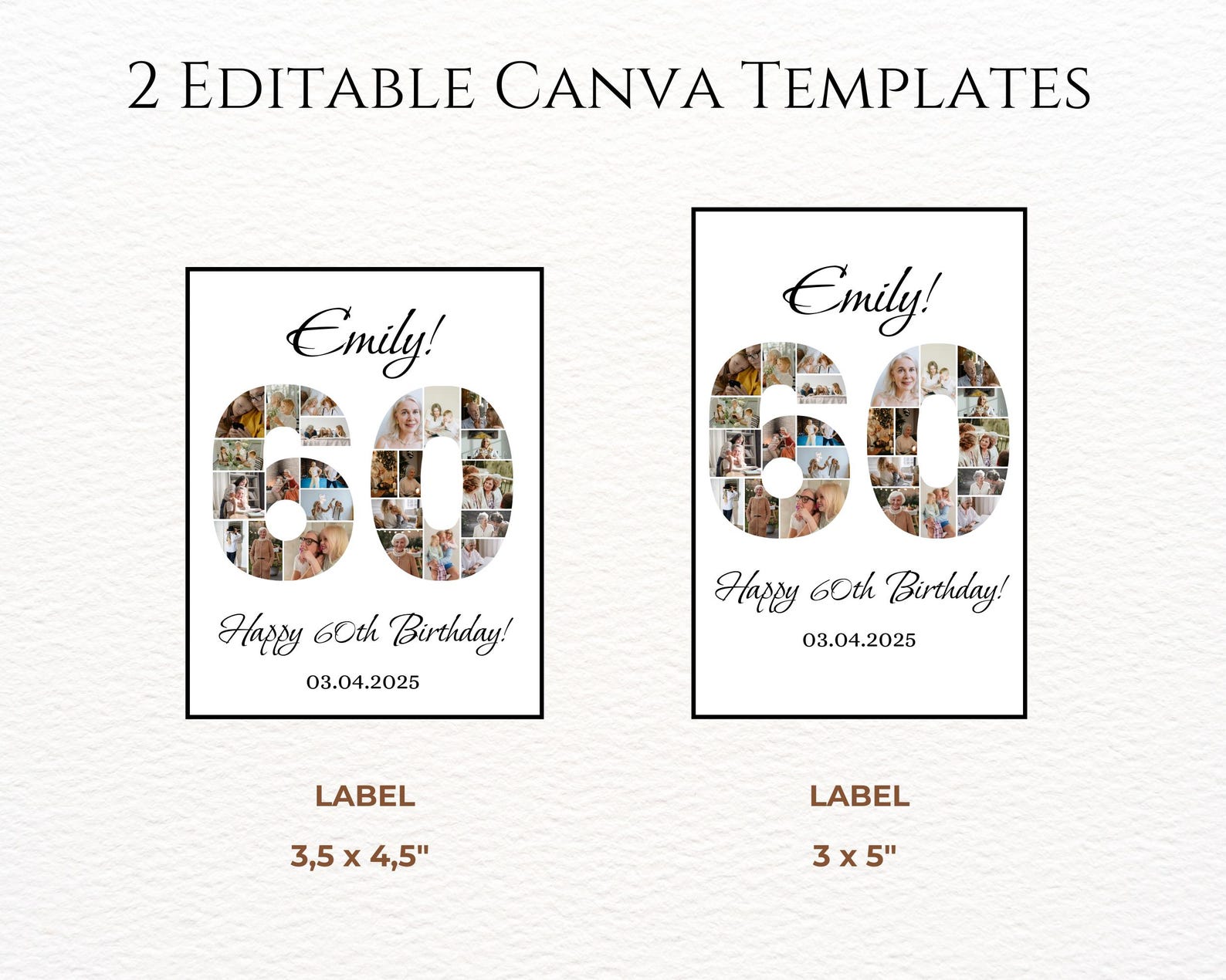 Editable 60th Birthday Photo Wine Label | Personalized Wine Sticker ...