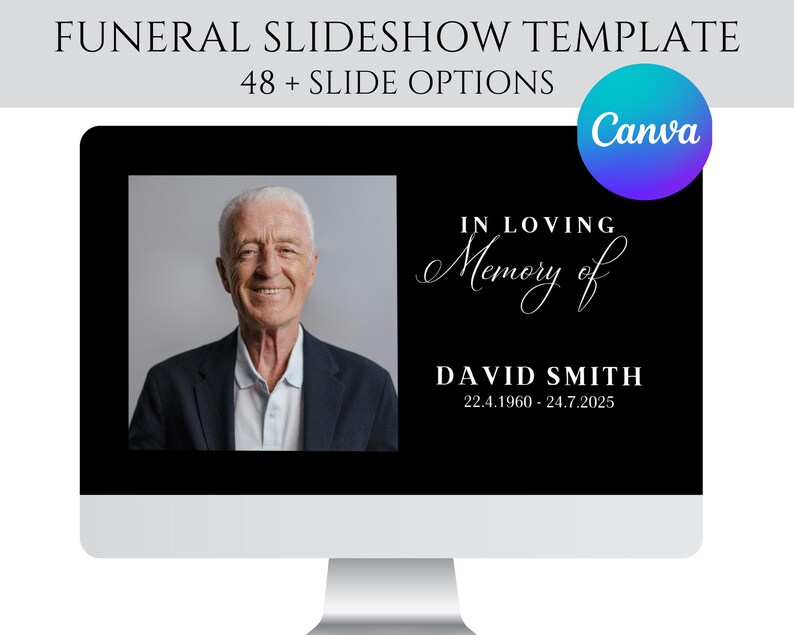 Modern Funeral Slideshow Template for Man: Celebration of Life Video ...