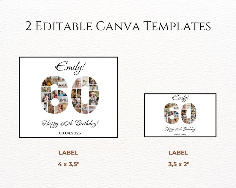 Personalized 60th Birthday Champagne Label: Editable Bottle Sticker ...
