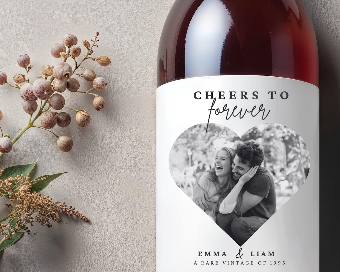 Custom Wine Label With Photo | Personalized Wedding Favor Sticker ...