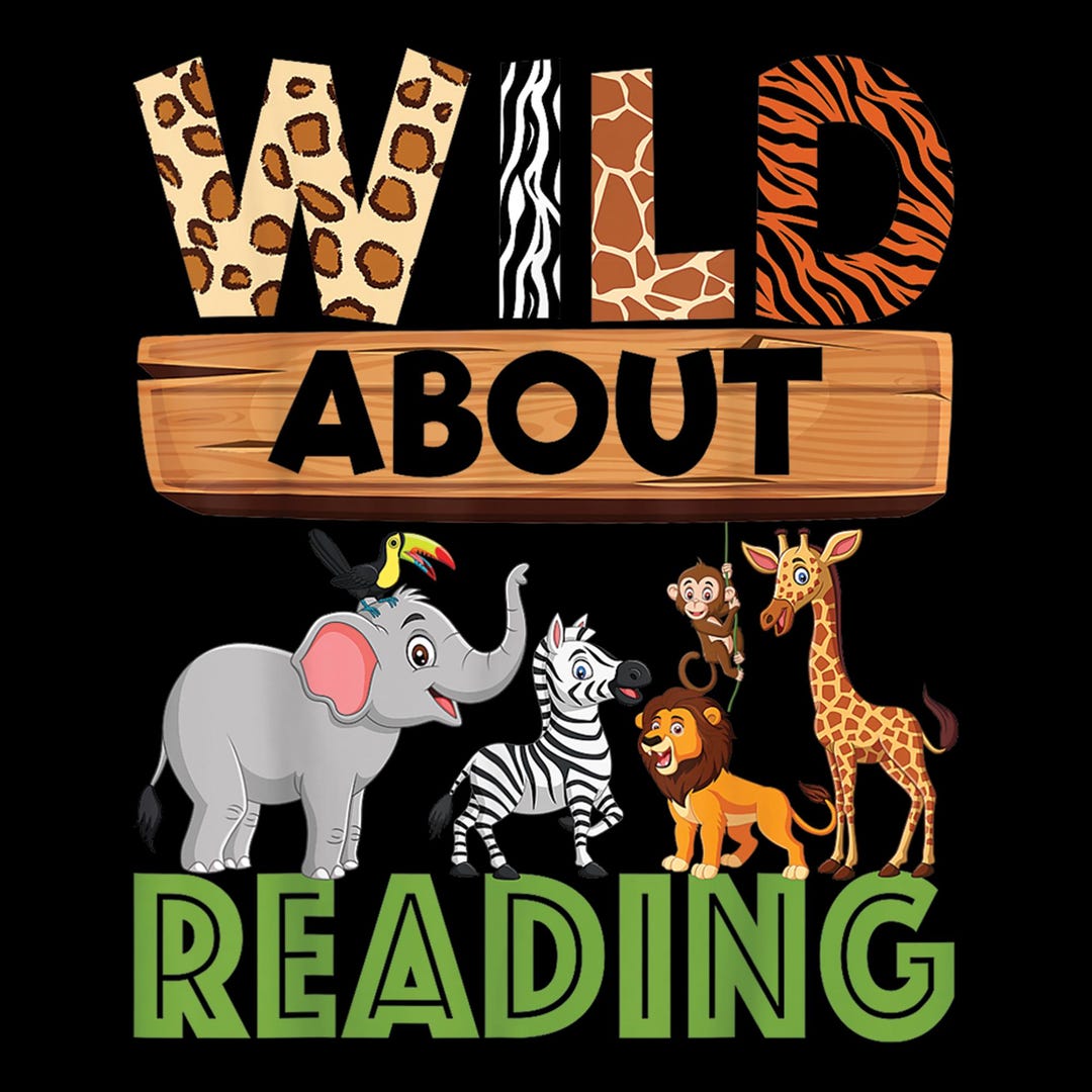 Wild About Reading PNG | Cute Jungle Animal Teacher T-shirt Design ...