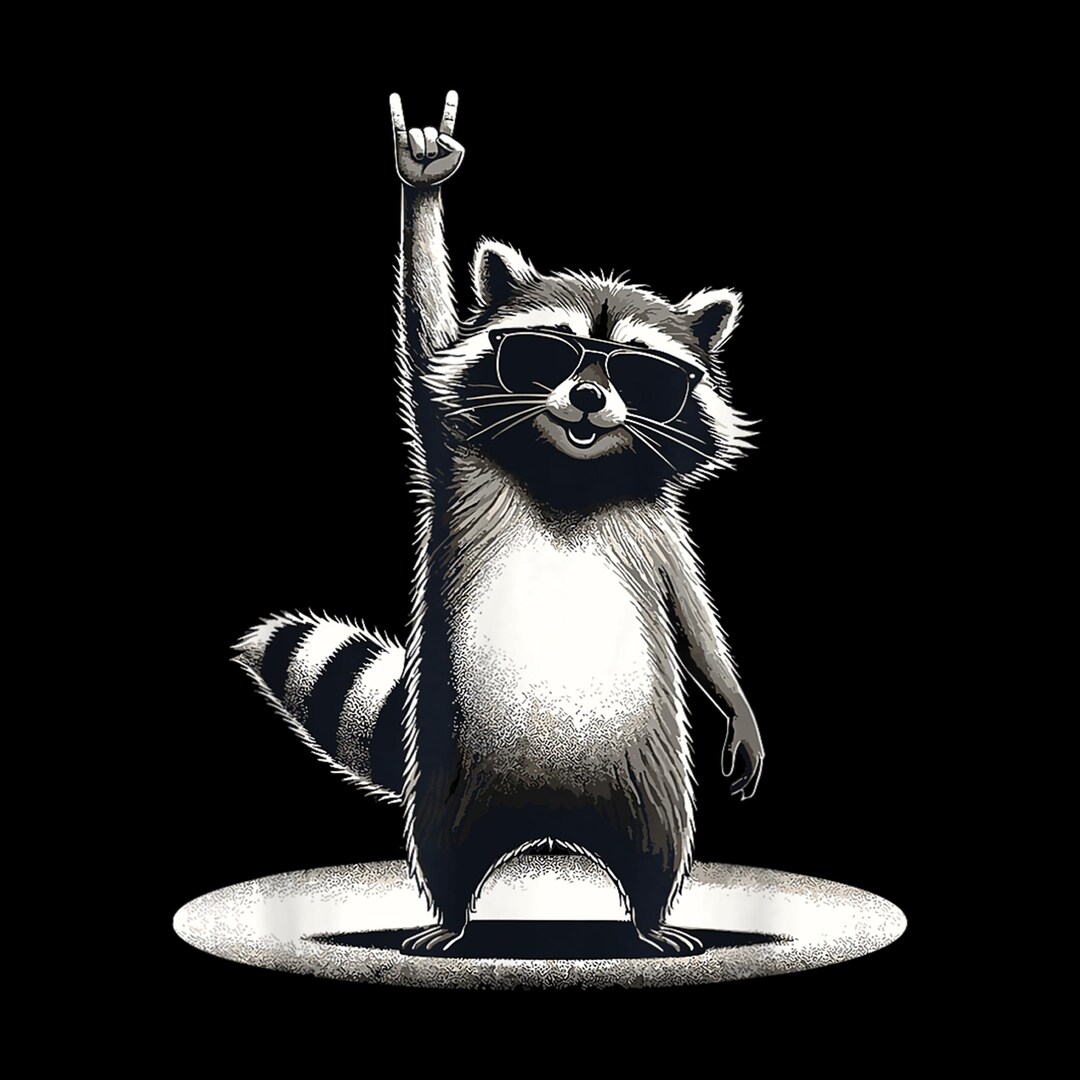 Cool Raccoon PNG, Rock and Roll Animal Design, Funny Raccoon ...