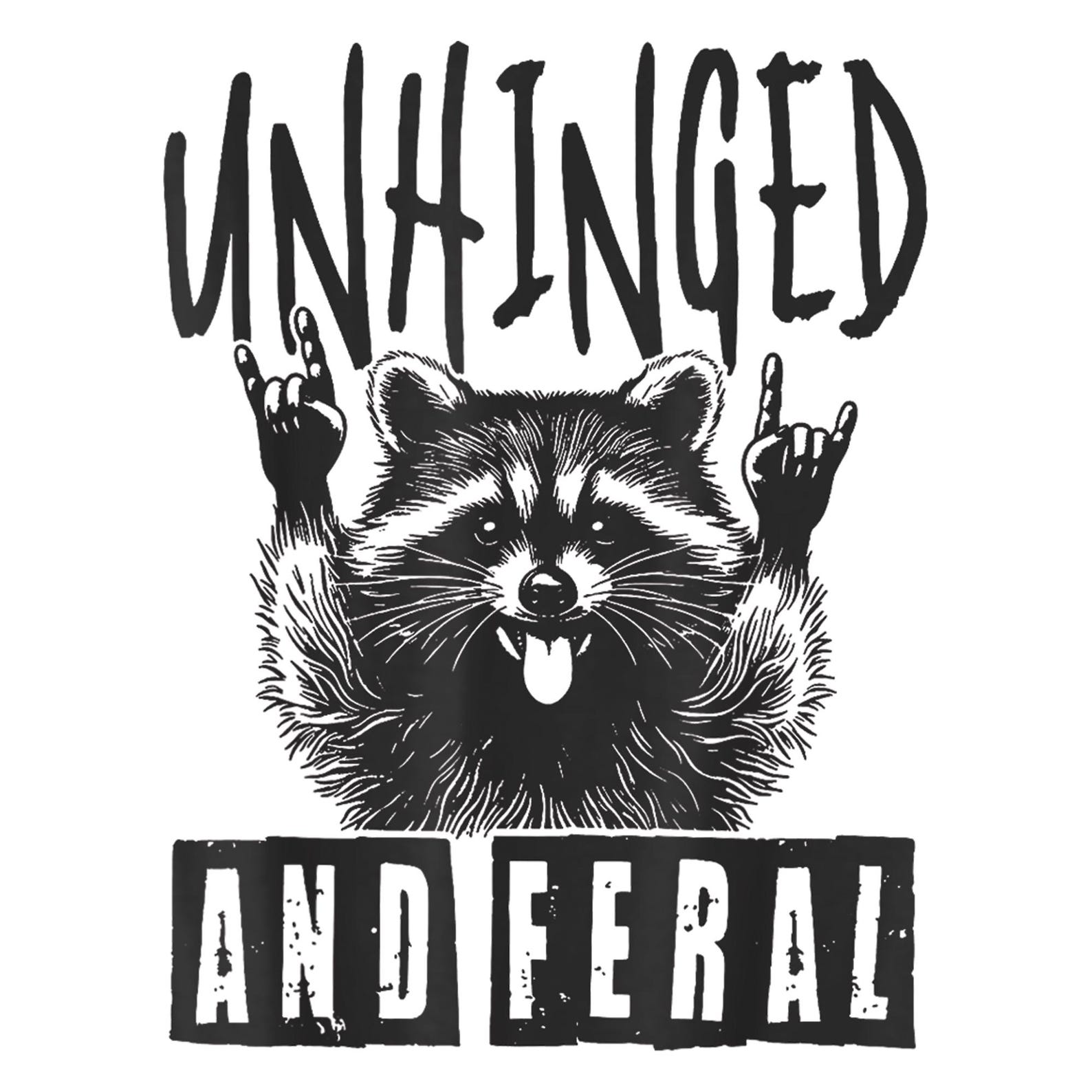 Unhinged and Feral Raccoon PNG | Rocker Raccoon With Hand Gestures ...