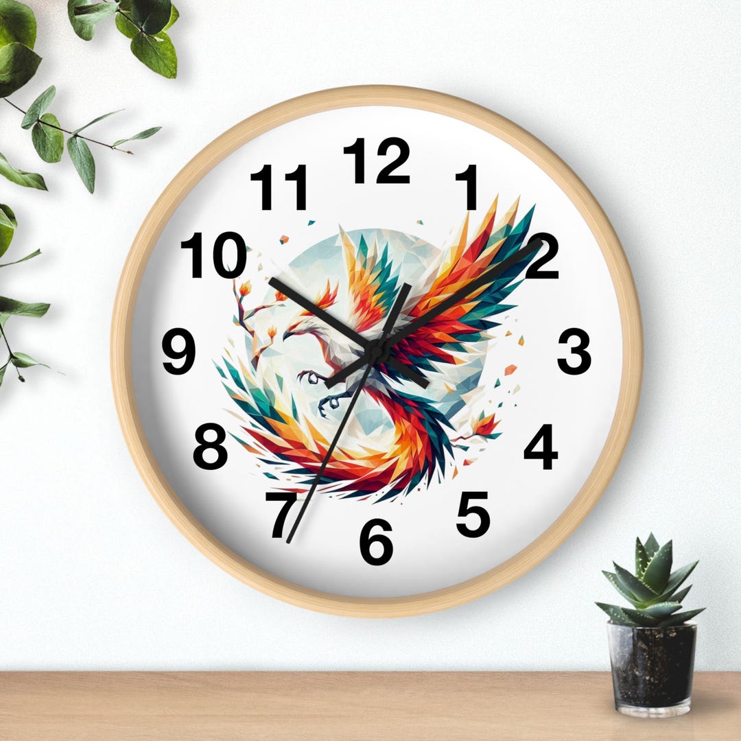 Phoenix Wall Clock - Artistic Home Decor, Gifts for Bird Lovers, Unique ...
