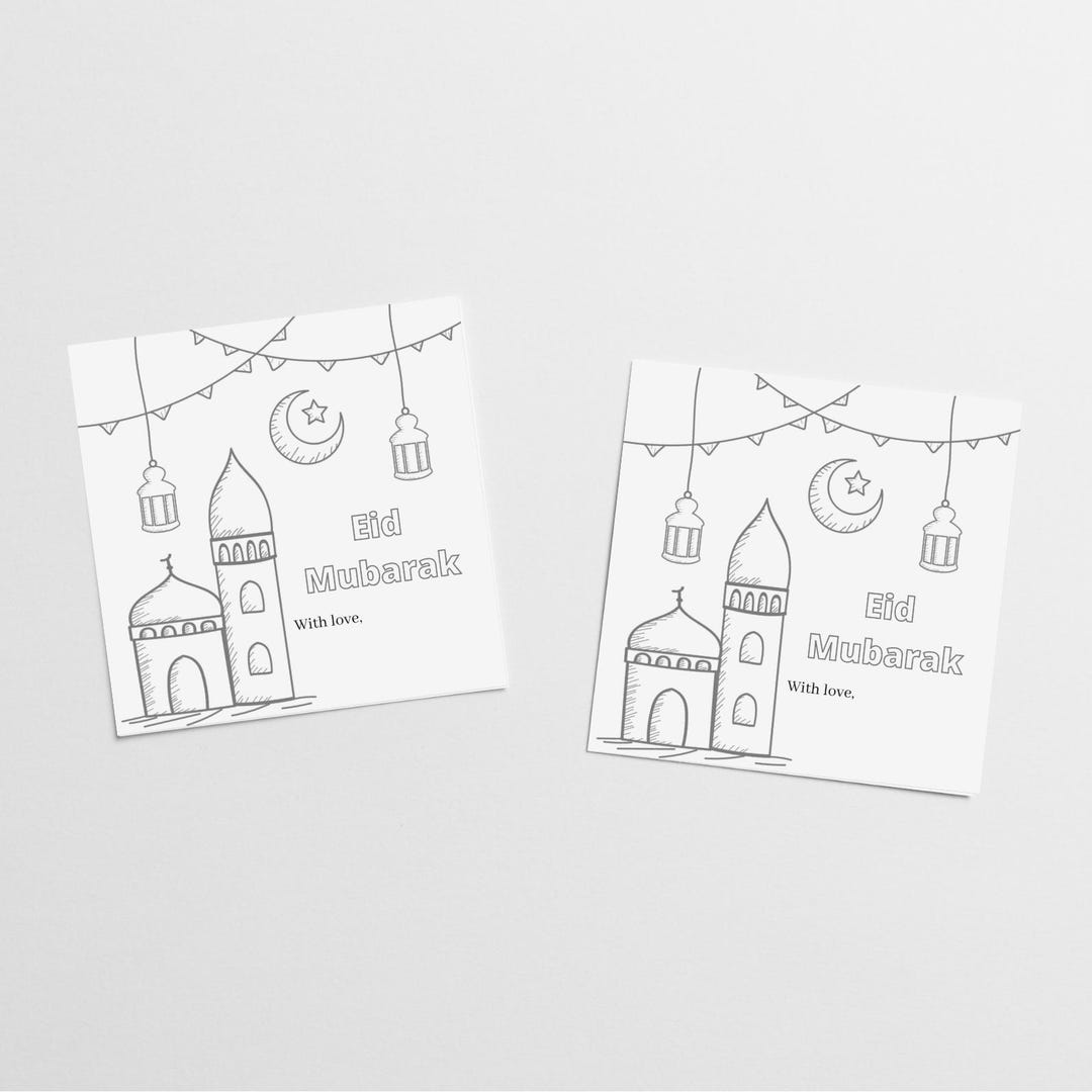 Eid Mubarak Coloring Card | Digital Product - Etsy