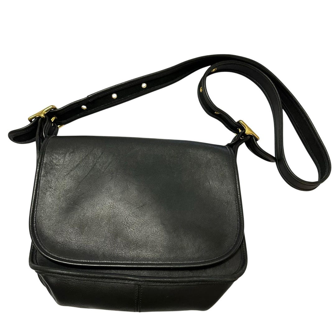 COACH Vintage Patricia Legacy 9951 Saddle Bag 90s Black Leather Brass ...