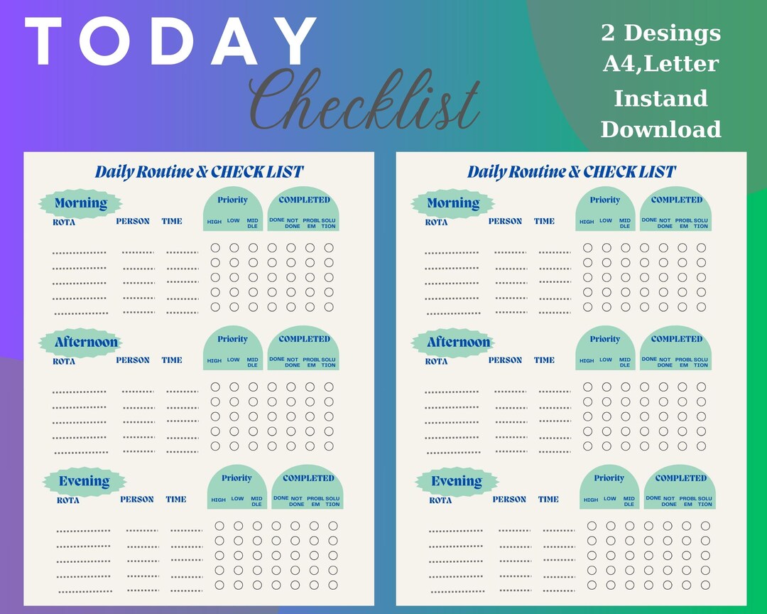 Editable Daily Routine Checklist - Printable Productivity Planner ...