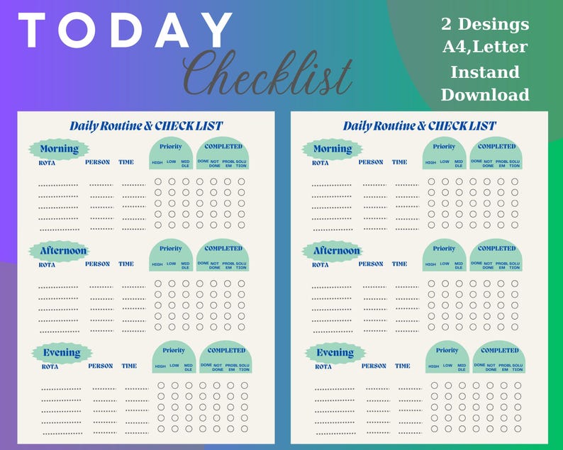 Editable Daily Routine Checklist - Printable Productivity Planner ...