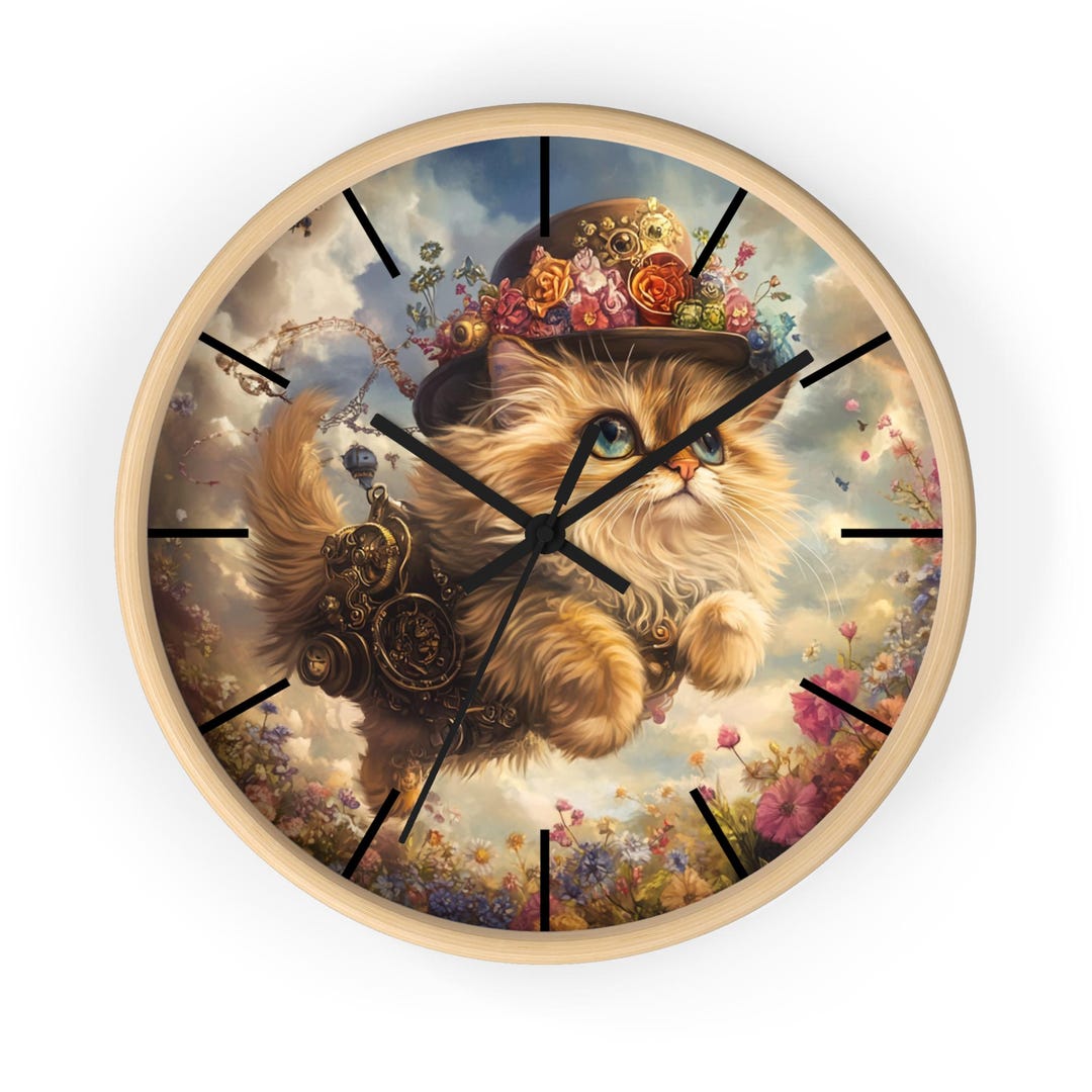 Whimsical Cat Wall Clock: Steampunk Home Decor - Etsy
