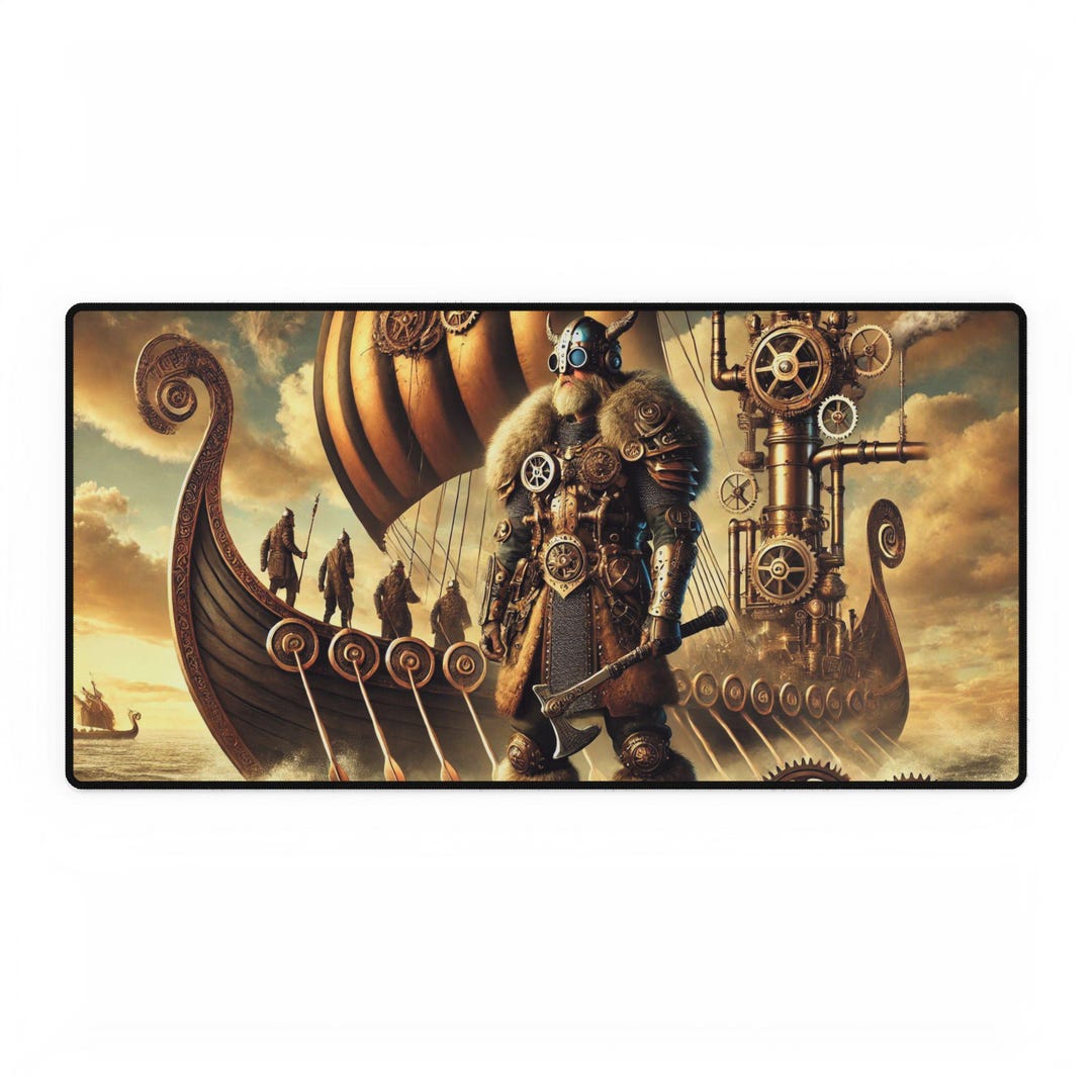 Steampunk Viking Desk Mat, Unique Office Decor, Gamer Mouse Pad ...