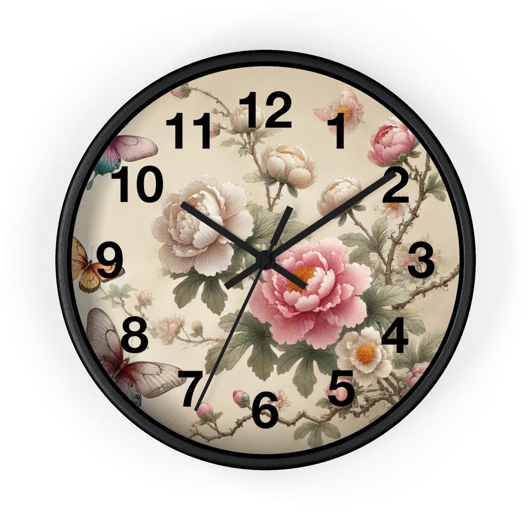 Vintage Floral Wall Clock: Cottagecore Home Decor - Etsy