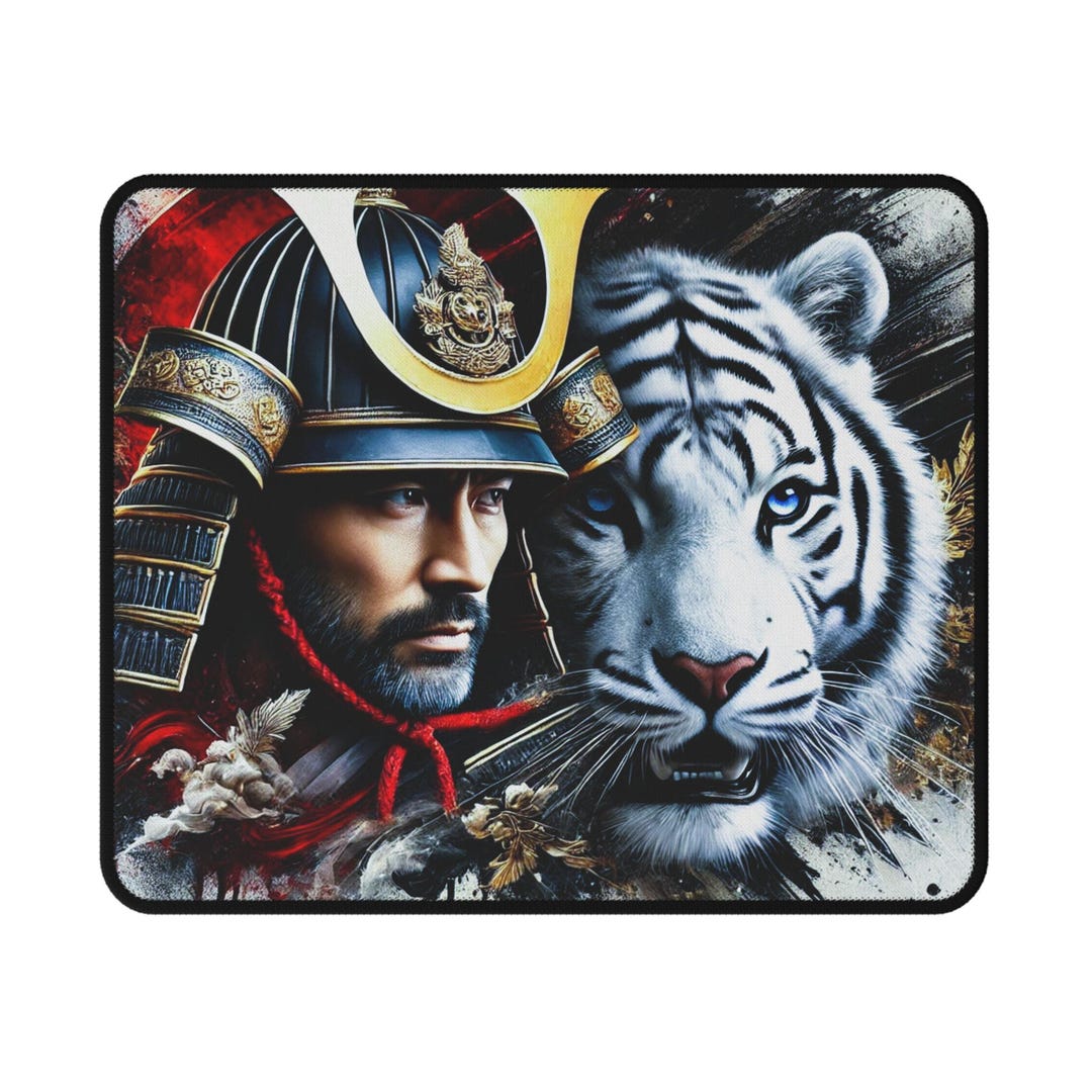 Epic Warrior Tiger Non-slip Gaming Mouse Pad, Battle-themed Desk ...