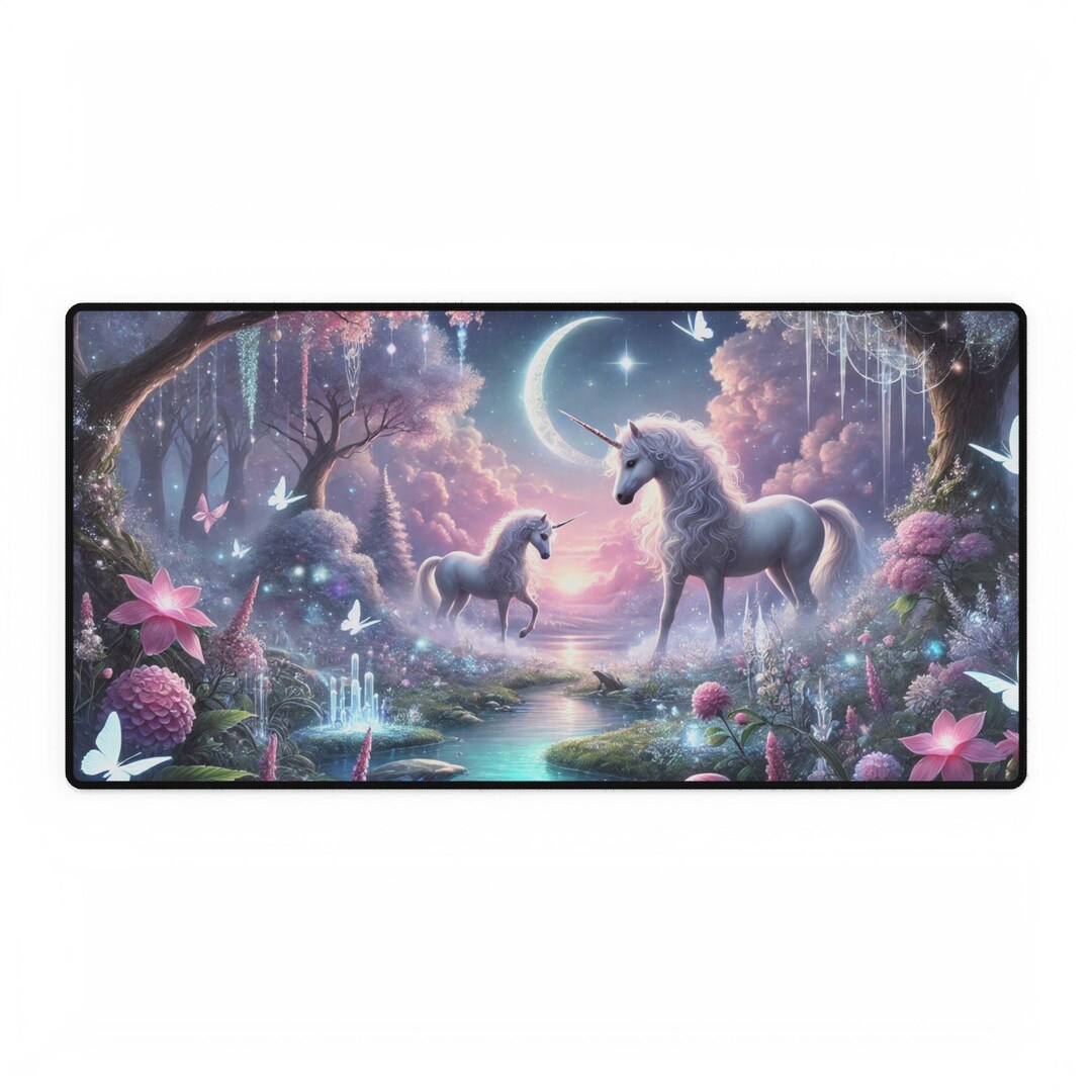 Enchanted Unicorn Desk Mat, Magical Office Decor, Fantasy Themed Mouse ...