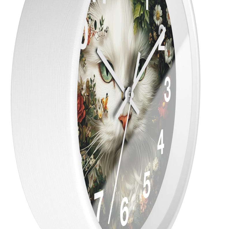 Whimsical Cat Wall Clock - Floral Home Décor, Cat Lover Gift, Unique ...