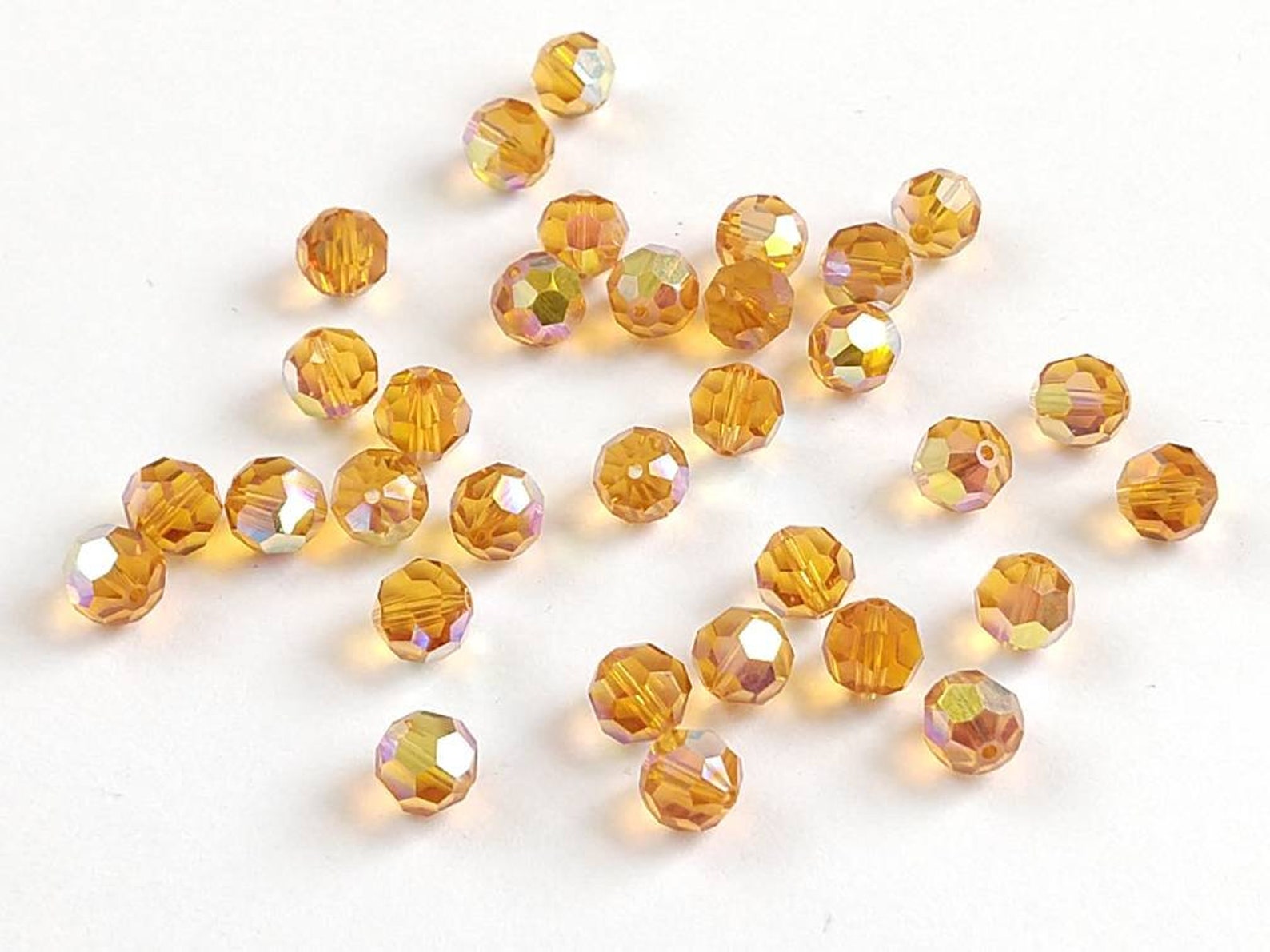 Amber Topaz 6mm Swarovski Crystals AB Round Art 5000 Choose | Etsy