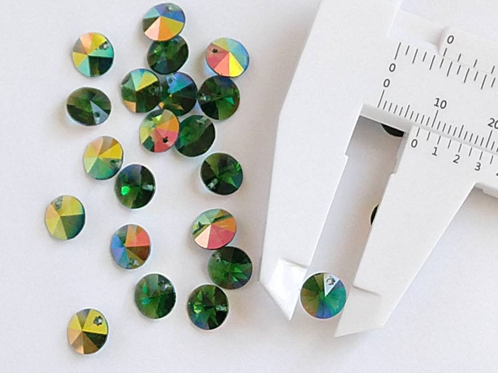 Green AB Swarovski Crystals 8mm Saucers Rivoli With Hole - Etsy