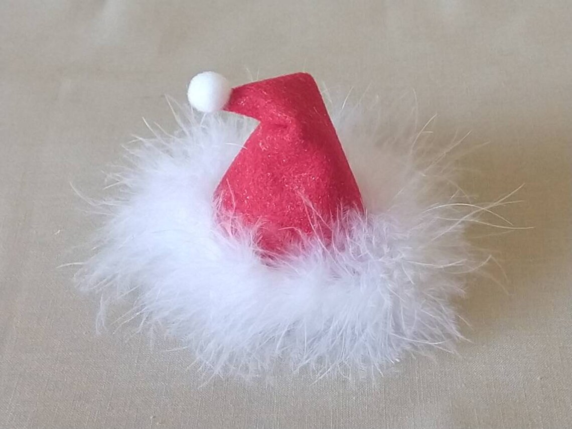 Mini Red Santa Hat Clip Barrette Christmas Party Fascinator Small Photo ...