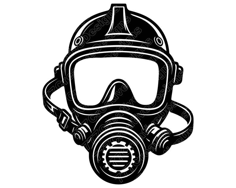 Firefighter Mask Vector Illustration, Firefighter SVG, Firefighter PNG ...