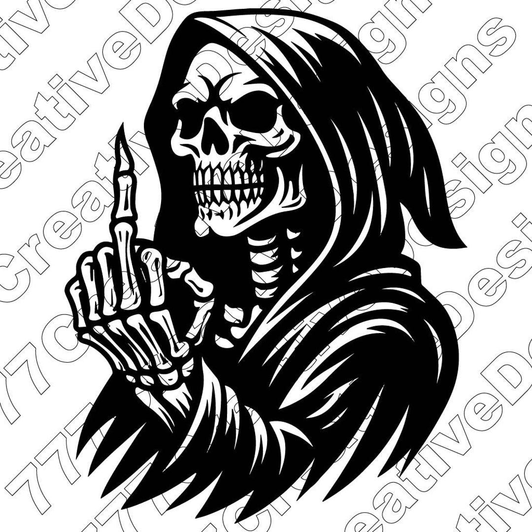 Grim Reaper Middle Finger Vector Illustration, Grim Reaper Svg, Png ...