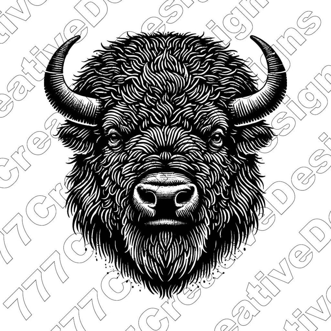 Bison Head Svg, Png, Dxf, Eps, Jpg, Ai, Cricut Vector Black Silhouette ...
