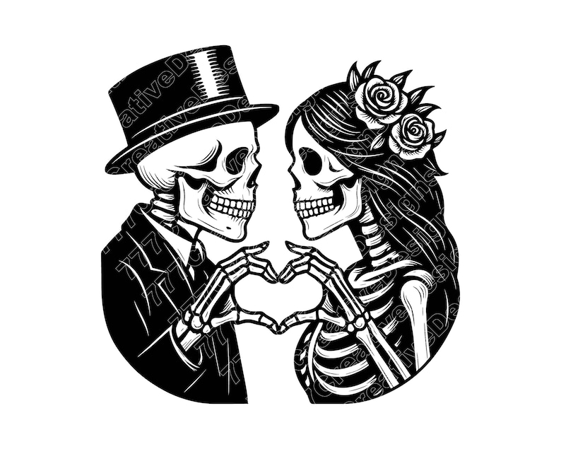 Skeleton Couple Vector Illustration, Skeleton SVG, PNG, JPG, Skeleton ...