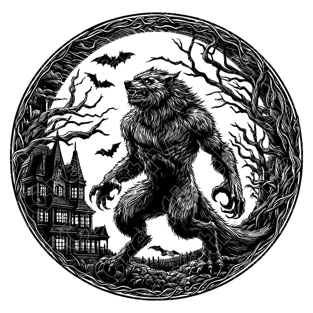 Werewolf Vector Illustration, Werewolf Svg, Wolf Png, Jpg, Werewolf Art ...