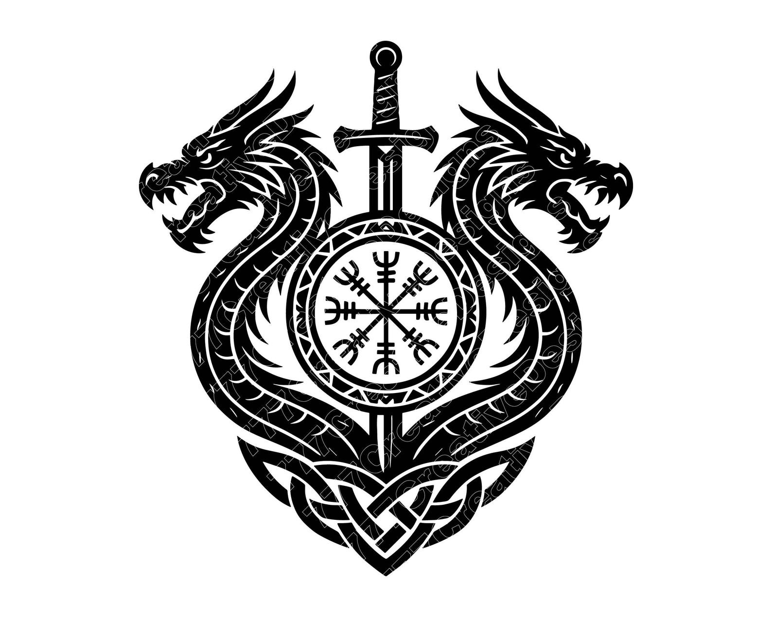 Viking Norse Dragon Vector Illustration, Dragon SVG, PNG, JPG, Dragon ...