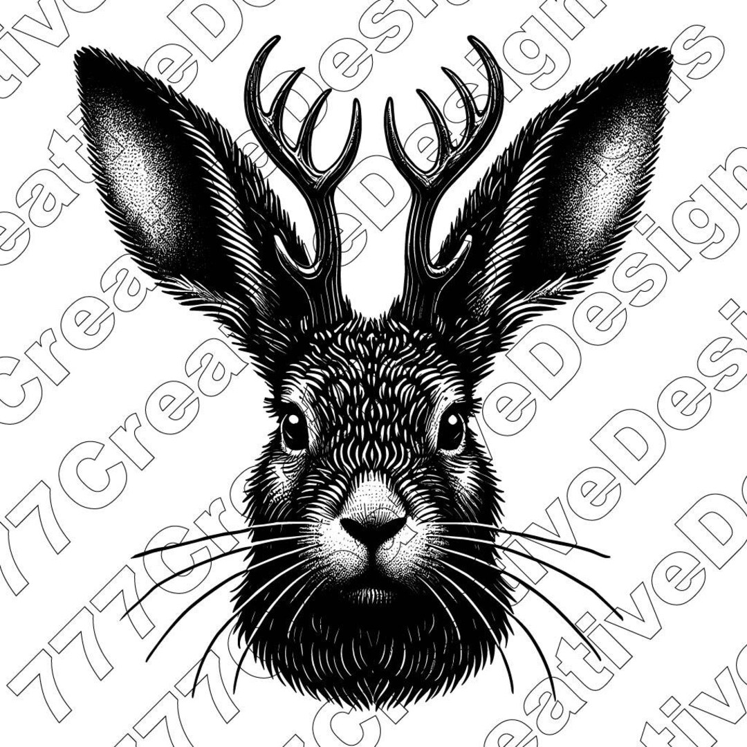 Jackalope Svg, Png, Dxf, Eps, Ai, Cricut Vector Black Silhouette Print ...