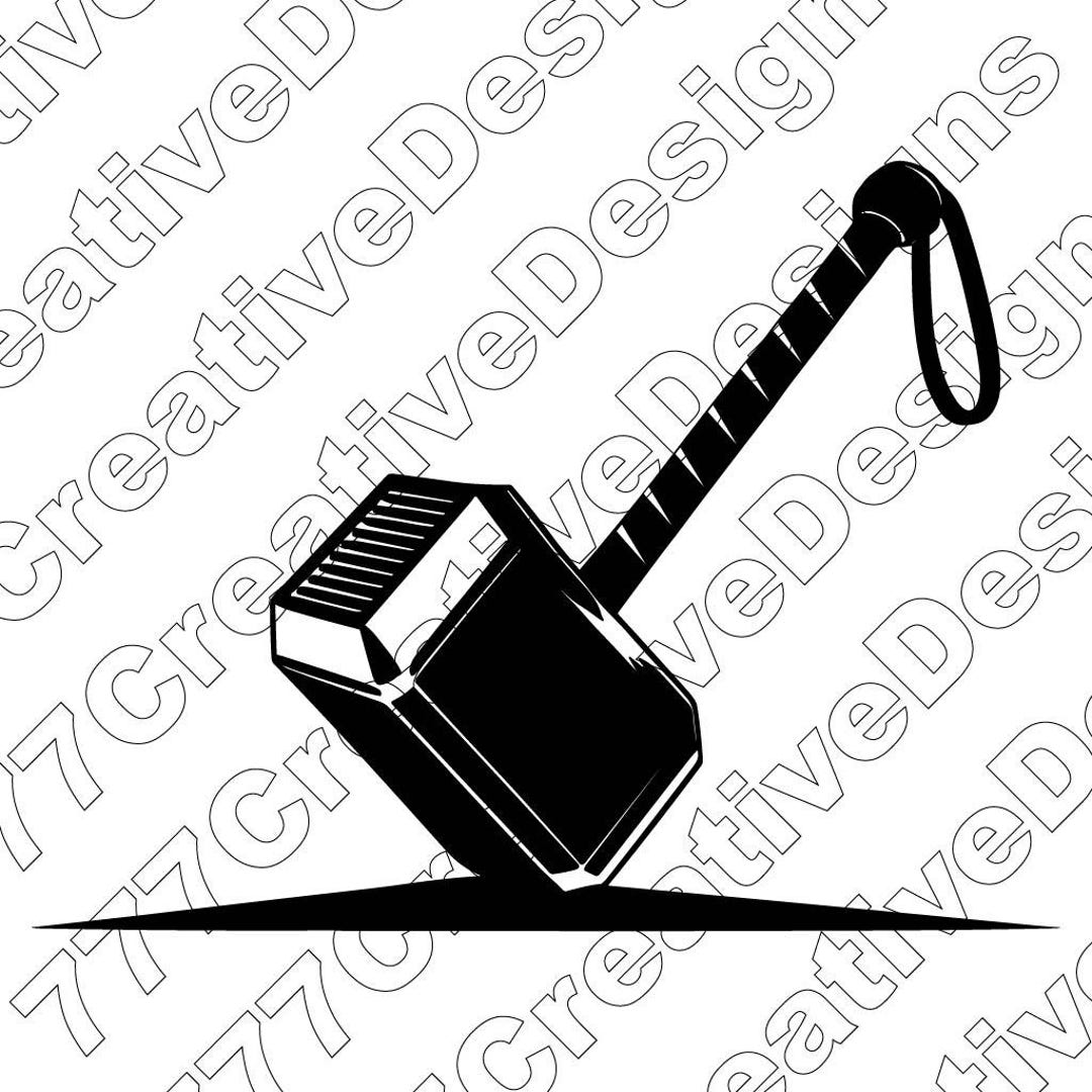 Mjolnir or Thor Hammer Svg, Png, Dxf, Eps, Jpg, Ai, Cricut Vector Black ...