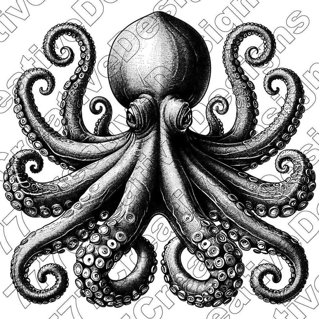 Octopus Vector Illustration, Svg, Png, Jpg, Octopus Art, Sea Animal ...