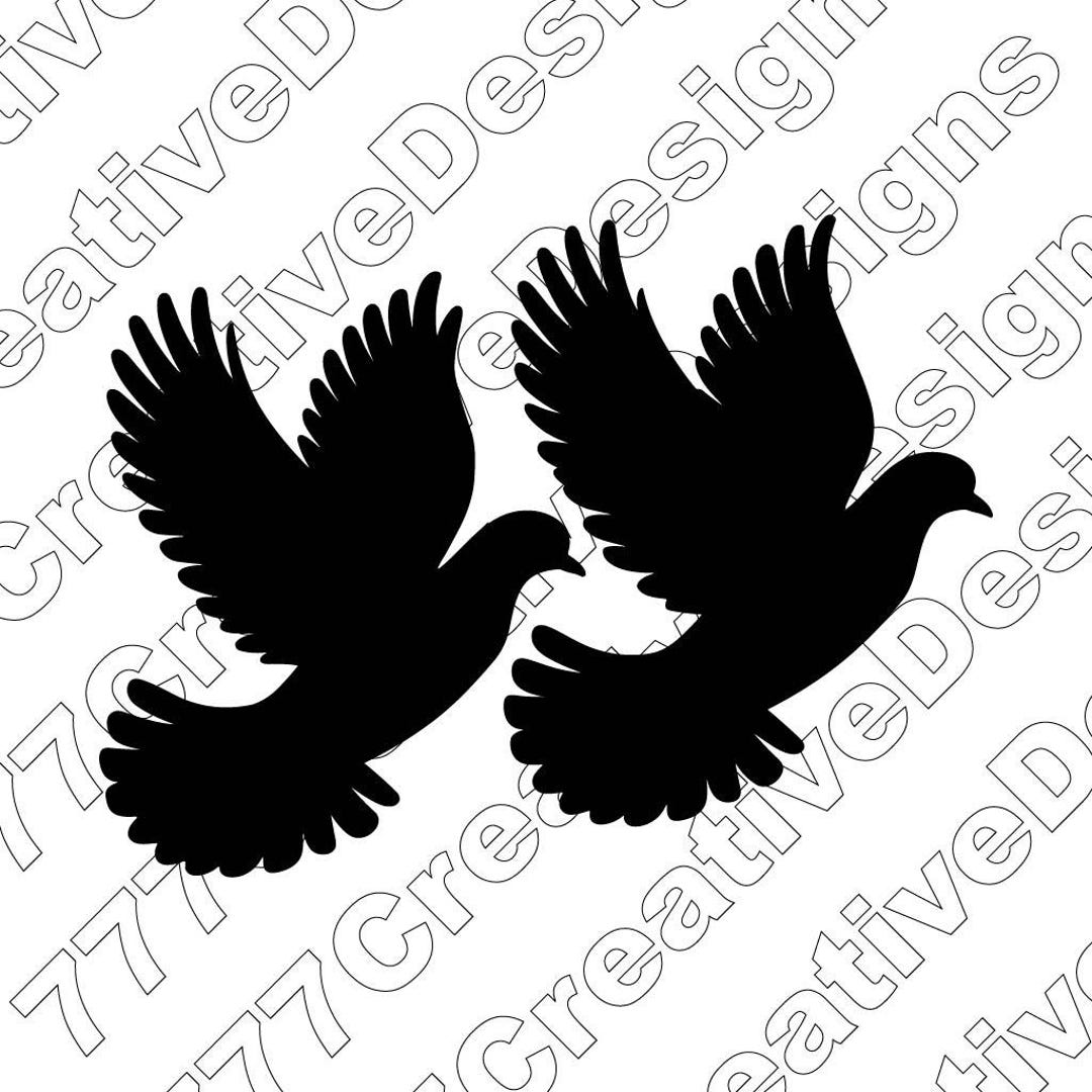 Pigeon Flying Pair Svg, Png, Dxf, Eps, Jpg, Ai, Cricut Vector Black ...