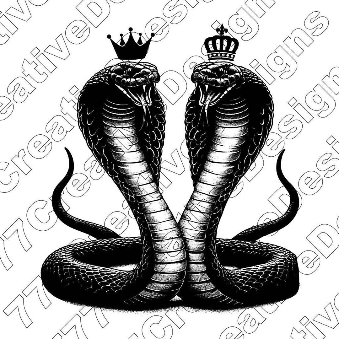 King & Queen Cobra Snake Pair Svg, Png, Dxf, Eps, Ai, Cricut Vector ...