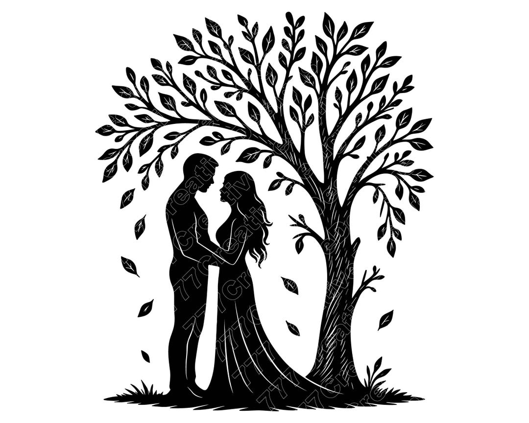 Couple Under Tree Vector Illustration, Couple SVG, Love PNG, JPG ...