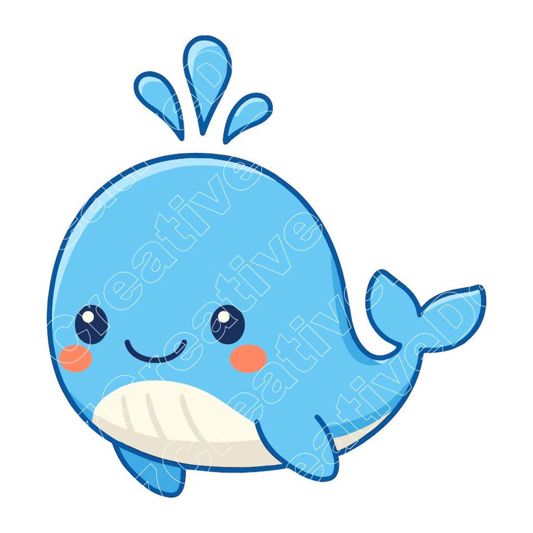 Baby Whale Vector Illustration, Whale Svg, Whale Png, Jpg, Whale Art ...