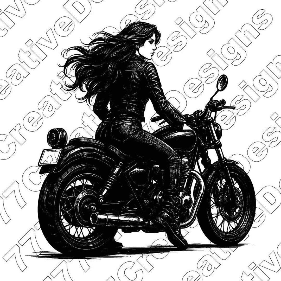 Biker Girl Vector Illustration, Svg, Jpg, Png, Biker Art, Biker Girl T ...