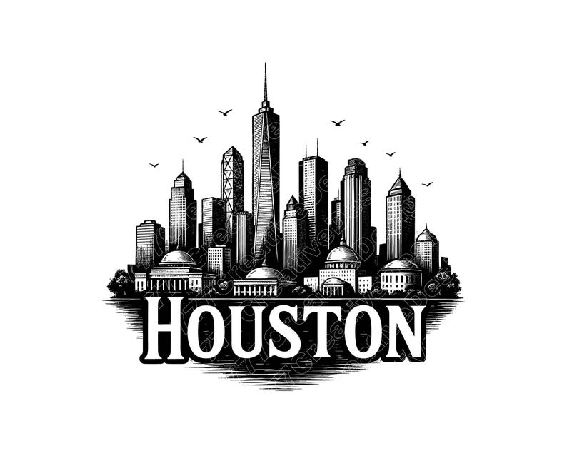 Houston City Skyline Vector Illustration, Houston SVG, Texas PNG, JPG ...