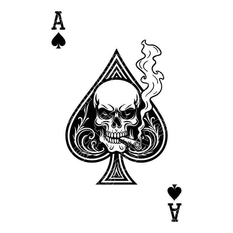 Ace of Spades Skull Vector Illustration, Skull SVG, Skull PNG, JPG ...