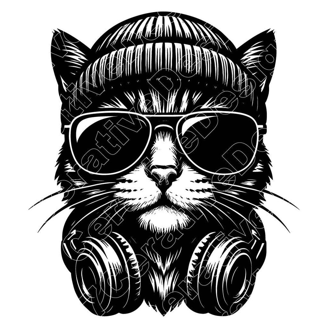 Hiphop Cat Vector Illustration, Cat Svg, Cat Png, Jpg, Cat Art, Cat ...